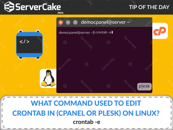 What command used to edit crontab in cPanel and Plesk on linux