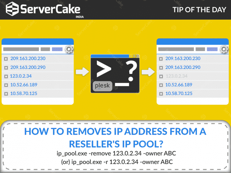 How to Remove IP address from a reseller's IP pool using Plesk? - ServerCake