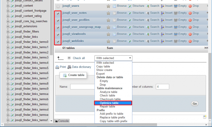 How to Optimize and Repair tables using phpMyAdmin in cPanel Server?