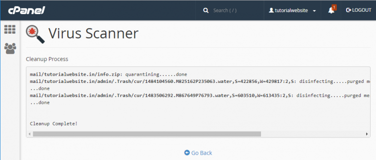 How to use Virus Scanner option under Advanced section in the cPanel.
