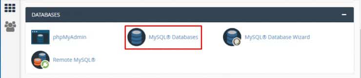 Click the MySQL Database icon under Database section. - ServerCake
