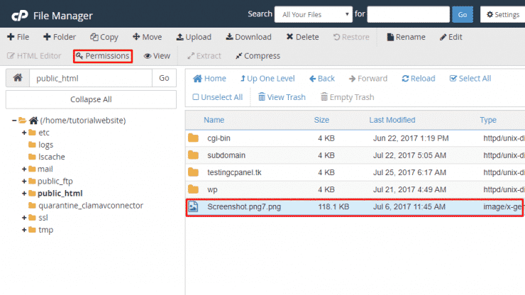 How to change File/Folder permission using File manager? - ServerCake