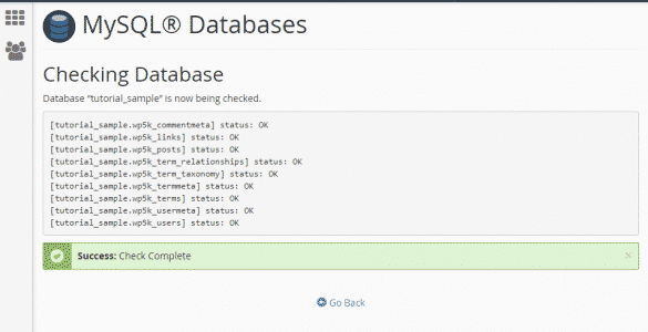 How To Check a MySQL Database for Errors in cPanel? - ServerCake