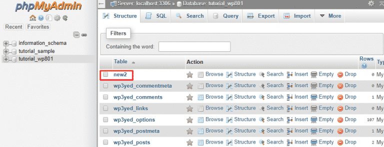 How to Create a Table in Database using phpMyAdmin? - ServerCake