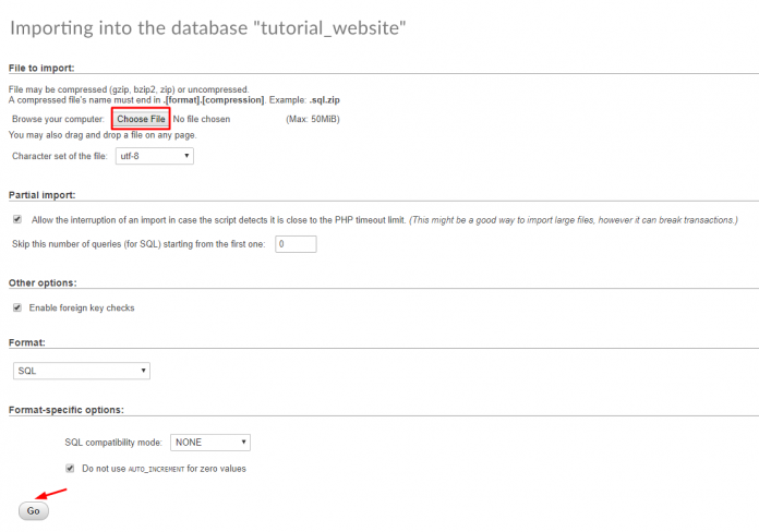 How to import SQL file into database in cPanel? - ServerCake