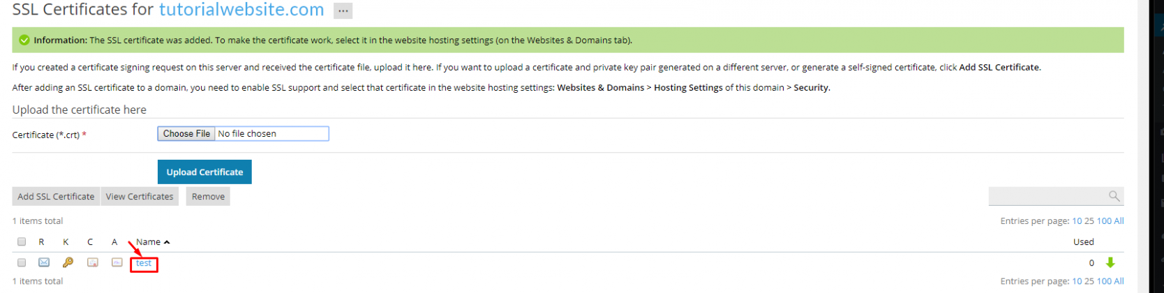 Click and open the created certificate - ServerCake