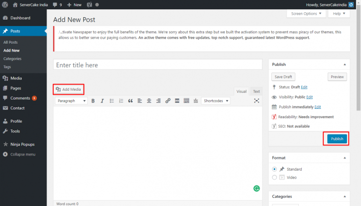 How to add a blog post in WordPress? - ServerCake India