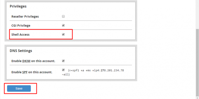 How to enable shell access for a particular domain in WHM? - ServerCake