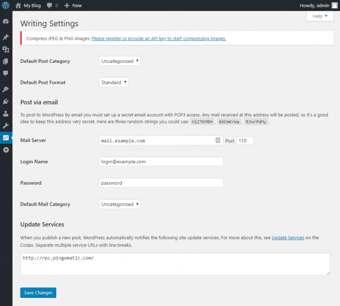 How to Configure Writing settings in WordPress? - ServerCake